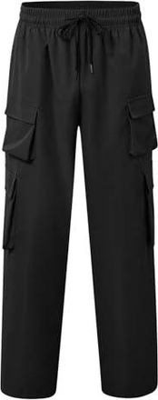 Generic Pantalon cargo pour homme 2026 - Pantalon de jogging pour homme - Broderie fine - Jambe large - Costume grande taille pour hommes, Noir, XXL