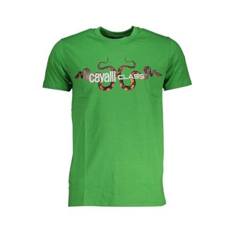 Cavalli Homme, Tops, Vert, Taille: XL T-Shirt Imprimé à Col Rond