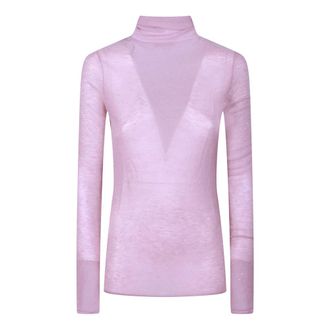 Pinko Rollkragenpullover aus Moosgarn - - Knitwear - Damen - Rosa - L