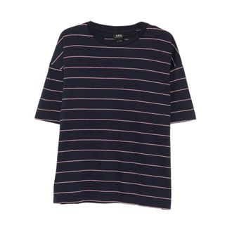 A.P.C. Gesticktes T-Shirt mit Ton-in-Ton-Logo und Rundhalsausschnitt - - Tops - Herren - Blau - XL