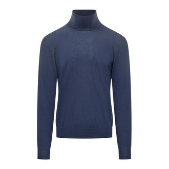 FILIPPO DE LAURENTIIS Homme, Pulls, Bleu, Taille: XL Wool Turtleneck