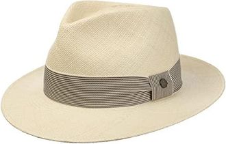 Lierys Chapeau Panama Jennes Fedora Femme/Homme - Made in Ecuador en Paille DEte avec Ruban Gros Grain, Grain Ete Printemps-ete - L (59-60 cm) Nature