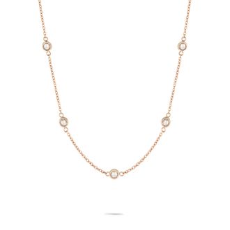 Tamaris Necklace - Halskette mit funkelnden Zirkoniasteinen aus Edelstahl - IP Ros&eacute;gold - Ankerkette verstellbar bis 45 cm - wasserfest & hautfreundlich