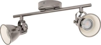 Eglo LED Deckenlampe Seras, 2 flammige Deckenleuchte industrial, Deckenstrahler aus Metall, Wohnzimmerlampe in Nickel-Antik, Flurlampe, Spots inkl. GU10 Le