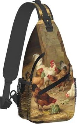 Generic Sacoche Homme Bandouliere Poulet r&ocirc;ti &agrave; la ferme L&eacute;ger Sac De Poitrine Antivol Sac DEpaule pour Randonn&eacute;e Camping Femme