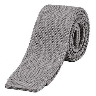 DonDon Cravate en tricot gris clair 5 cm