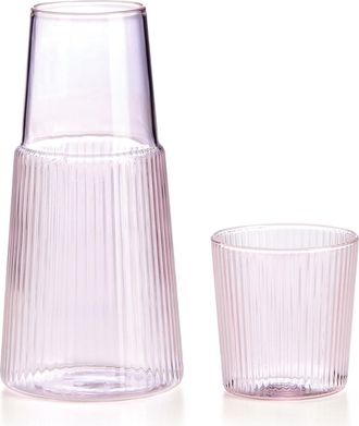IVV narcissus carafe with pleated borosilicate pink glass cl-60+23
