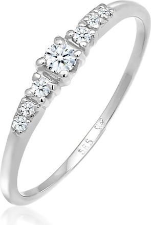 Elli Ringe - Ring Verlobungsring Diamanten (0.11 ct) 585 Weißgo - Gr. 52 MM - in Silber - für Damen