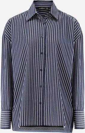 van Laack Gestreifte Hemdbluse mit bedrucktem Einsatz im R&uuml;cken