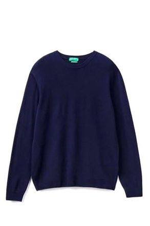 Benetton Maille G/C M/L 1002u1g34 Pull &agrave; Manches Longues et col Rond, Bleu Fonc&eacute; 016, L Homme