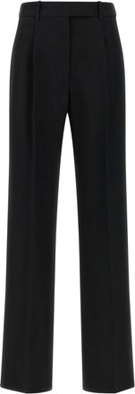 Tom Ford Femme, Pantalons, Noir, Taille: 38 FR Pantalon Droit Pliss&eacute; D&eacute;contract&eacute; Sharp Grain de Poudre