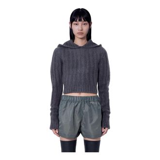 Rick Owens Lang&auml;rmeliges- bauchfreies Kapuzenoberteil - - Sweatshirts & Hoodies - Damen - Grau - M