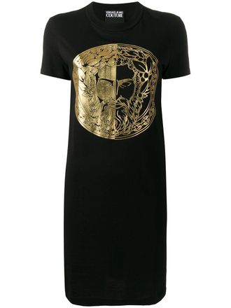 Versace Jeans Couture robe t-shirt imprimée - Noir