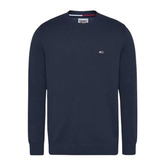 Tommy Jeans Essentieller Baumwollpullover mit Flaggen-Patch - - Knitwear - Herren - Blau - 2XL