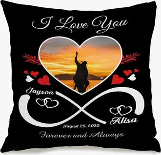 Generic Kissenbezug mit Fotodruck, fügen Sie Bild und Wörter zu Ihrem eigenen quadratischen Kissenbezug für Couch oder Bett hinzu (1 Foto und Text)