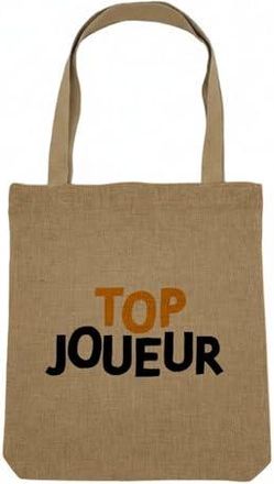 Fabulous Sac Shopping Tote Bag Aspect Lin - Top Joueur Homme Jeu Sport Ap&eacute;ro - Sac de Courses Toile Epaisse 360g Beige Naturel Cabas Port&eacute; Epaule Solide Imprim