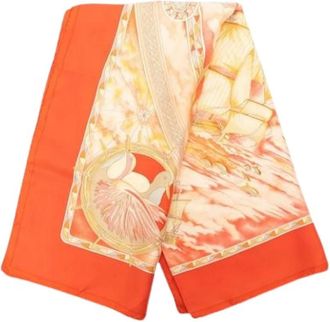 Herm&egrave;s Pre-owned Fregates Magnifiques Scarf - Femme - Pre-owned - Orange - Taille: ONE Size