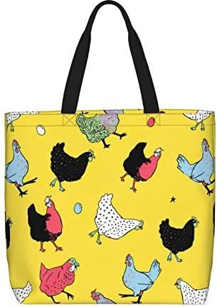 Generic Sac De Courses Motif De Coq Et De Poulet Sac &Agrave; Bandouli&egrave;re En Toile Pliable Personnaliser Sacs En Toile Pour Femmes, Pour &Eacute;cole, Femmes, Voyage, Burea