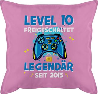 Shirtracer Kissen 50x50-10. Geburtstag - Level 10 freigeschaltet Legendär seit 2015-50 x 50 cm - Pink - Jahre Junge endlich 10.Geburtstag alt zum