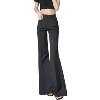 Generic Pantalon décontracté pour femme - Taille haute - Pantalon droit décontracté, Noir, XXL
