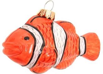 Krebs Glas Lauscha D&eacute;coration de No&euml;l/d&eacute;coration de sapin de No&euml;l en verre - Poisson clown - Couleur : orange, blanc - Dimensions : environ 8 cm