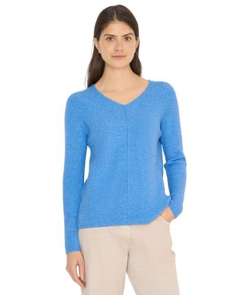 Cecil V-Neck Pullover Fountain Blue Melange S