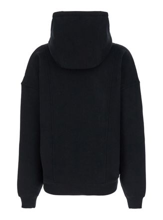 Saint Laurent Womens Oversized Black Hoodie With Kangaroo Pocket Cotton Sweatshirts Sweater