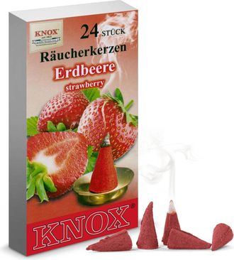 Rudolphs Schatzkiste R&auml;ucherkerzen Knox Erdbeere (24) BxHxT 6,5x12x2cm NEU R&auml;ucherkegel Duftkerzen