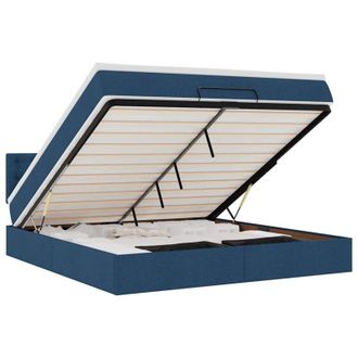 vidaXL Ottomane Bett mit Matratze & LEDs Blau 180x200 cm Stoff vidaXL