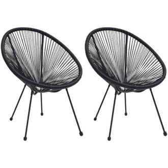 vidaXL Moon-Gartenst&uuml;hle 2 Stk. Rattan Schwarz - Vidaxl