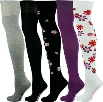 MySocks Cuisse Haute Chaussettes Femme Fleur 5 paires