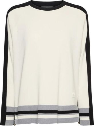 Elena Miro Femme, Pulls, Multicolore, Taille: 38 FR Maglia regular in misto viscosa bordi rigati contrastanti