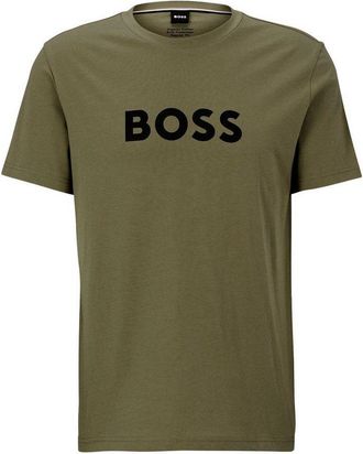 BOSS T-Shirt T-Shirt RN mit gro&szlig;em Markenprint auf der Brust