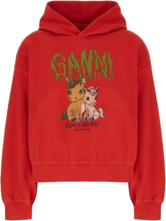 Ganni Femme, Sweatshirts et sweats &agrave; capuche, Rouge, Taille: 40 FR Felpe