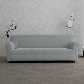 Italian Bed Linen Sogni e capricci Leslie elastische Couchüberzüge, Hellgrau, 3 Plätze