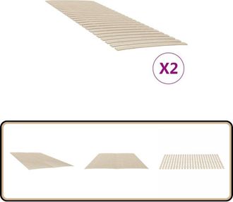 vidaXL Lattenroste mit 48 Latten 2 Stk. 80x200 cm - Holz Lattenrost - Lattenrost 80x200 - Pappelholz Lattenrost - Zusammenfaltbarer Lattenrost - Lattenrost