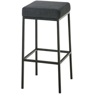 Clp Tabouret de 80 cm avec repose-pieds et cadre noir + si&egrave;ge de tissu de diff&eacute;rentes couleurs colore : gris fonc&eacute;