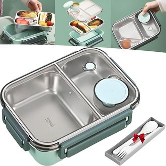 Generic Escentio Lunchbox, Escentio Edelstahl-Bento-Box for Erwachsene, Lunchbox, auslaufsicher, stapelbar, tragbare Lunchbox-Beh&auml;lter mit unterteilten F&auml;cher
