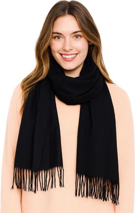 DonDon Schal Damen Winter Wollschal Winterschal gro&szlig; und flauschig 200 x 70 cm - Schwarz