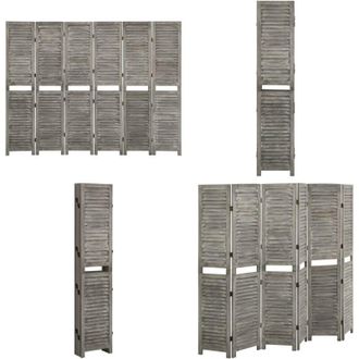 vidaXL 6-tlg. Raumteiler Grau 214x166 cm Massivholz - Holzm&ouml;bel - Raumteiler - Sichtschutz - Wohnzimmerdeko - Schlafzimmerschrank - Home & Living