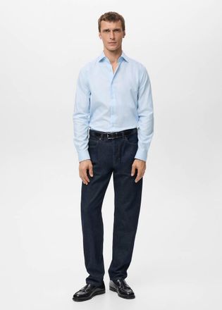 Mango Chemise 100 % coton rayures slim-fit bleu - Homme - XXL - MANGO MAN