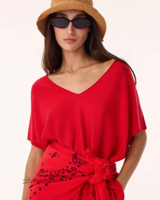 Kujten Top col V oversize cachemire et soie - Top Nosy