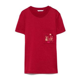 Max Mara Femme, Tops, Rose, Taille: 36 FR T-shirt Rouge Max Mara &agrave; Poche Plaqu&eacute;e et Col Rond