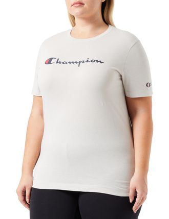 Champion Damen Legacy American Classics W-Light Cotton Jersey S-s Regular Crewneck T-Shirt, Silber grau, Large