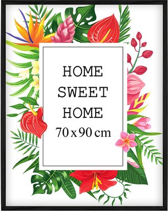 MG Design Schwarz Bilderrahmen 70 x 90 cm - Aus echtem Holz mit Acrylglas, zum Aufhängen & Aufstellen, für Fotos, Poster & Puzzle