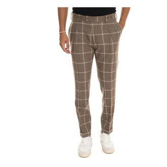 Berwich Karierte Chino mit Schneiderschlitz - - Trousers - Herren - Beige - XL