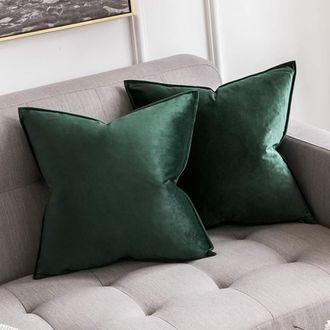 Miulee 2er Set Samt Kissenbezug Flansch Kissenh&uuml;lle Dekorative Sofakissen Dekokissen Umwickelte Kante Kissenbez&uuml;ge Zierkissenbezug f&uuml;r Sofa Wohnzimmer Schlaf