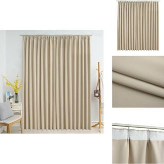 vidaXL Vidaxl - Rideau occultant avec crochets Beige 290x245 cm - Rideau Occultant - Rideau Beige - Rideau Salon - Rideau Chambre - Rideau D&eacute;coratif
