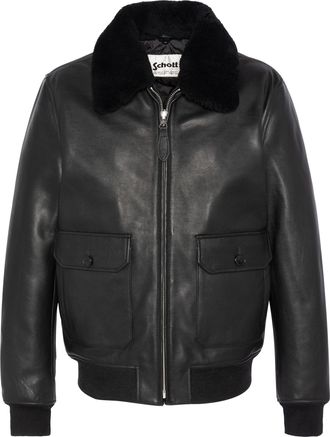 Schott NYC Herren Lcaviation24 Lederjacke, Schwarz, S