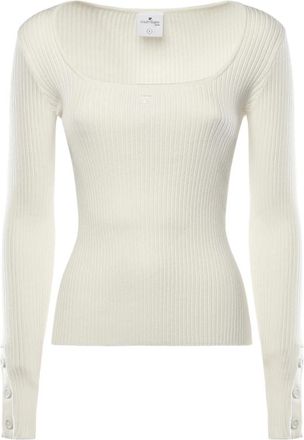 Courr&egrave;ges Femme, Pulls, Blanc, Taille: 40 FR Maille ras du cou